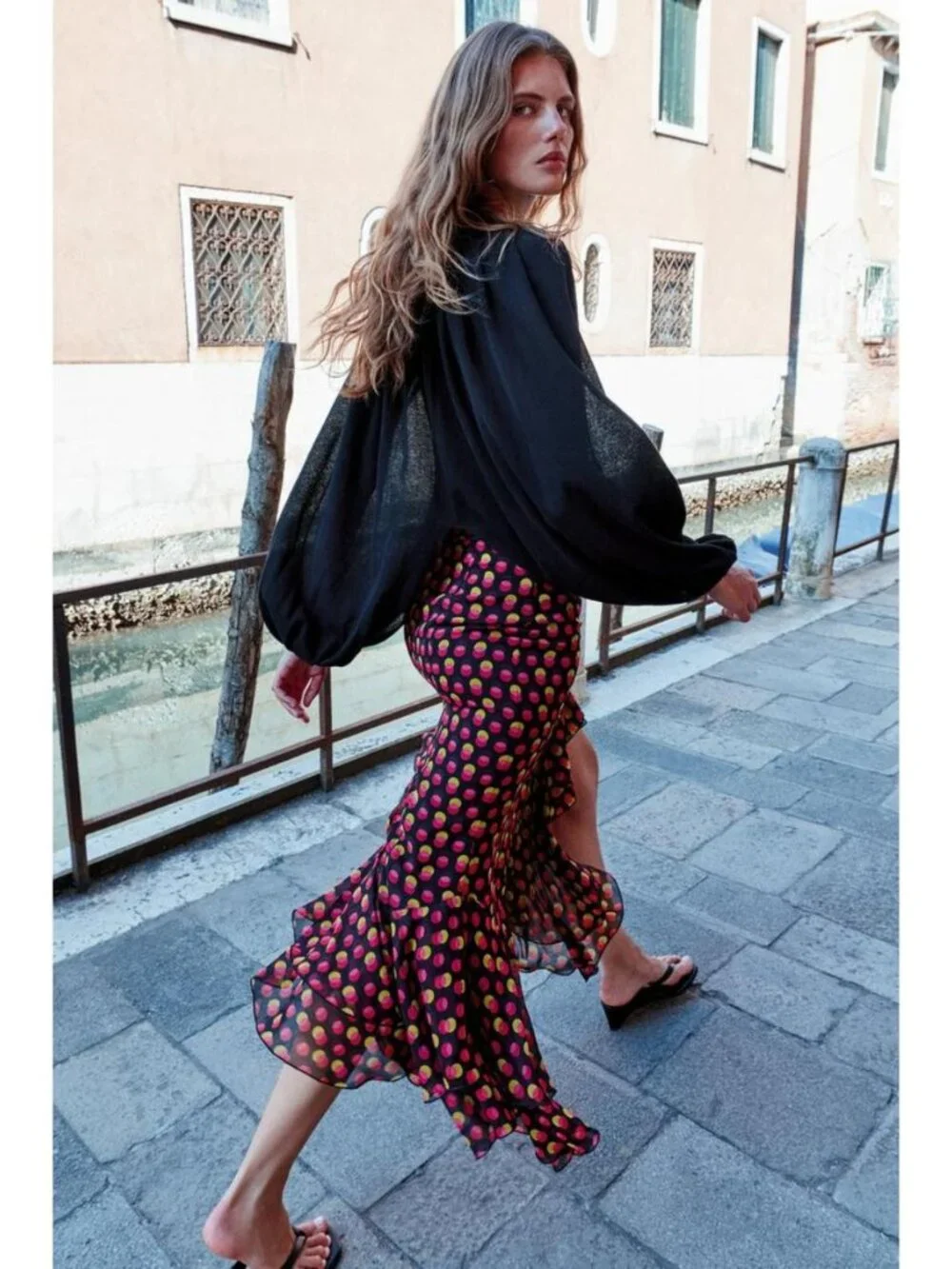 Zara | Skirts | Zara Asymmetric Polka Dot Midi Skirt | Poshmark